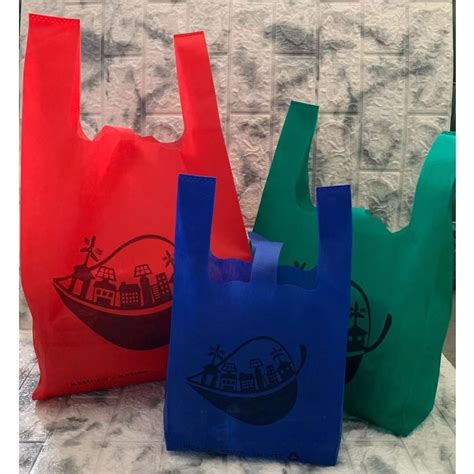 50 Pcs Sando Eco Bag With Design Reusable Shopping Tote Handbag Non