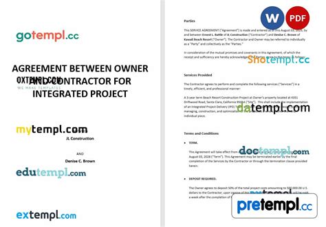 Agreement Between Owner And Contractor For Integrated Project Delivery