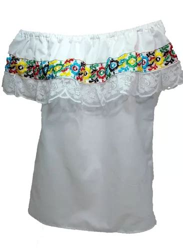 Blusa De Ol N Con Bordada Tipo Campesina Ni A Env O Gratis