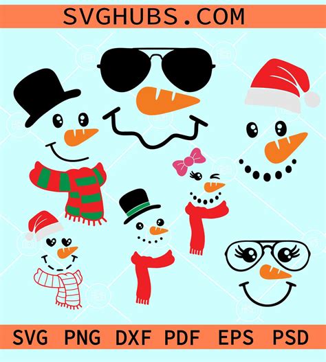 Snowman Svg Bundle Snowman Face Svg Bundle Christmas Svg