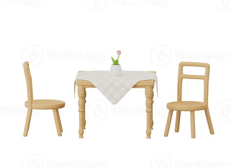 3D Dining Table With Wooden Chairs Set 15736260 PNG