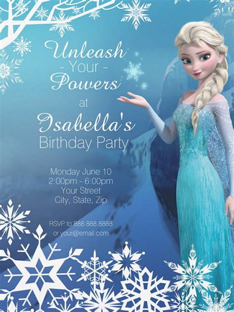 Elsa Birthday Invitations Frozen Party Invitations Frozen Birthday