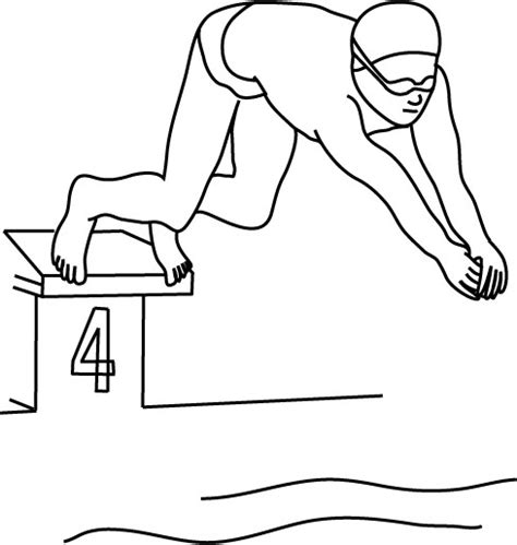 Coloriage Nageur Piscine dessin gratuit à imprimer