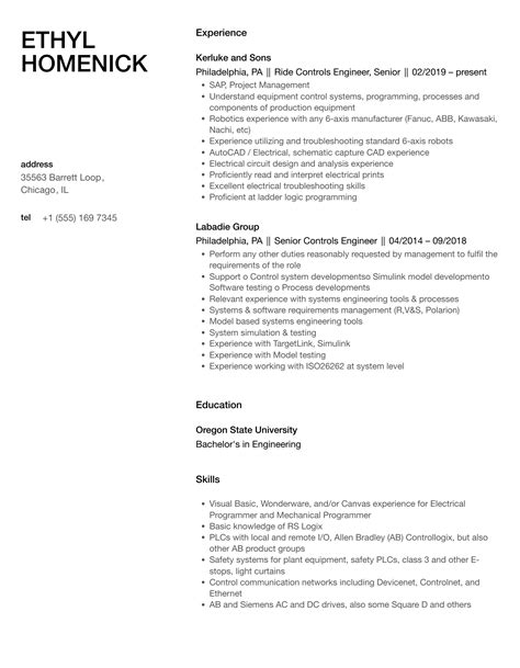 Controls Engineer Resume Samples Velvet Jobs
