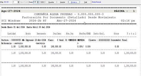 Reporte de movimiento facturación Documentos Portal de Clientes