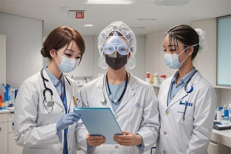 Premium AI Image Medical Professionals In White Lab Coats And Masks