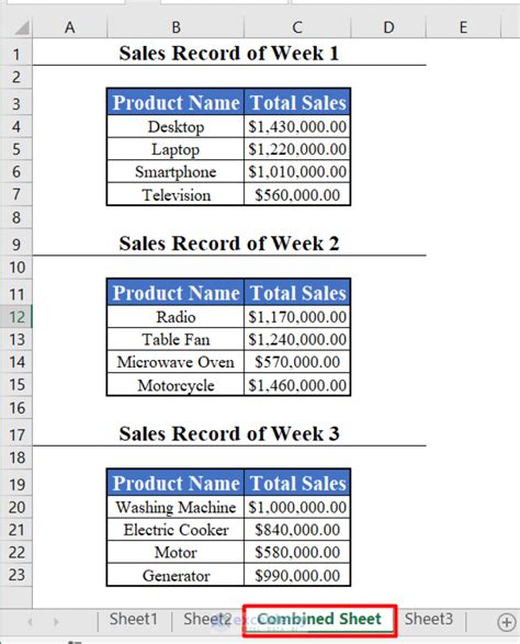 how to merge multiple sheets into one sheet with vba in excel 2 ways