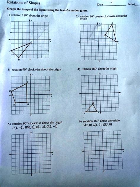 solved rotations of shapes due period graph the image of the figure using the transformation