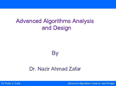 advanced algorithms analysis and design by dr nazir