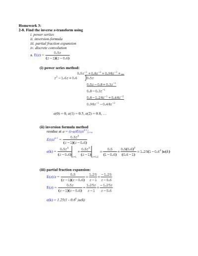 homework 3 2 8 find the inverse z transform using i power seriies