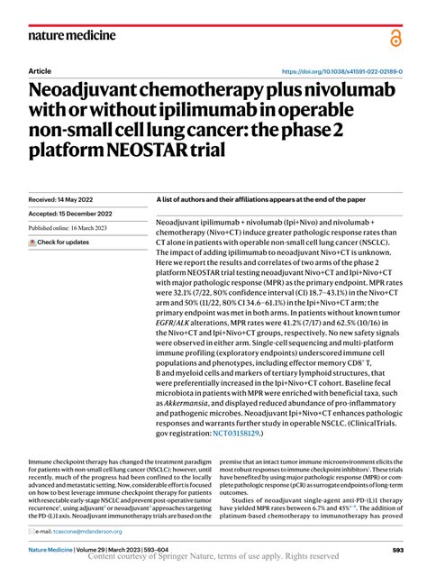 PDF Neoadjuvant Chemotherapy Plus Nivolumab With Or Without