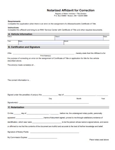 FREE 10 Affidavit Of Correction Samples In PDF DOC
