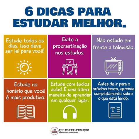 6 dicas para ajudar melhor Dicas para estudar Memorização Rotina