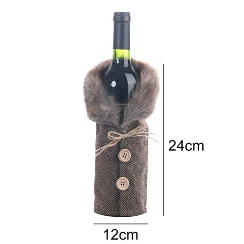 Funda navideña para botella de vino a rayas de celosía funda para
