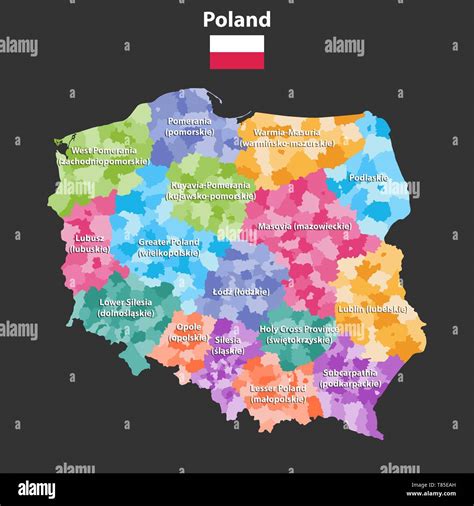 Vector Map Of Poland Provinces Known As Voivodeships With
