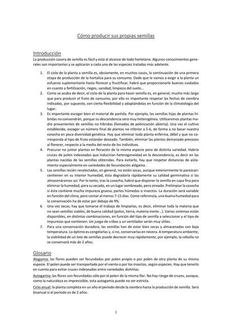 Producci N Casera De Semillas Belkis Garcia Udocz