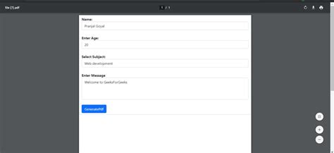how to take html form data as text and send them to html2pdf geeksforgeeks