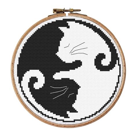Wz R Do Haftu Drukowany Yin Yang Kot Coricamo