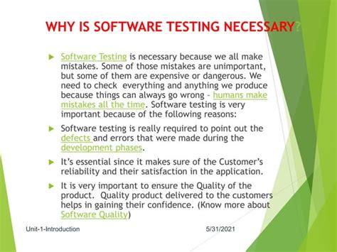 software testing and quality assurance unit1