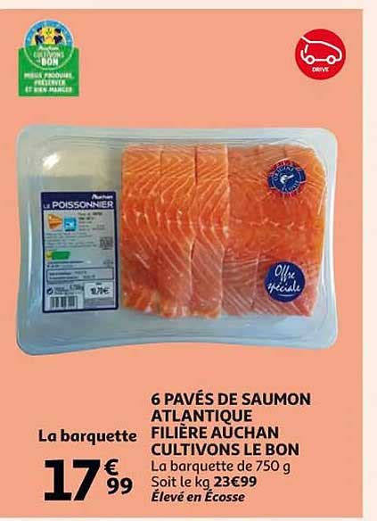 Promo 6 Pavés De Saumon Atlantique Filière Auchan Cultivons Le Bon chez