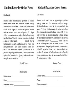Fillable Online Student Recorder Order Form IHostStores Fax Email