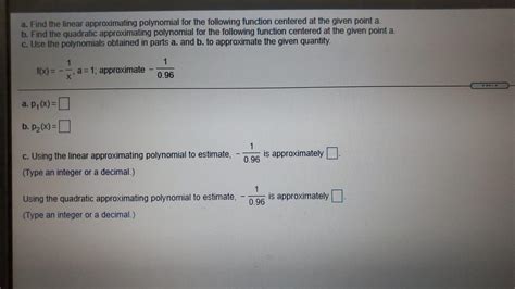 solved a find the linear approximating polynomial for the