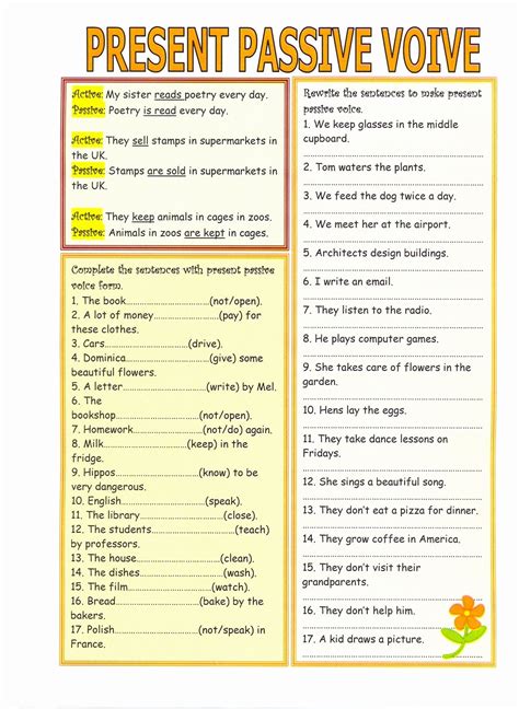 Active And Passive Voice Worksheets Active And Passive Voice