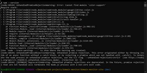 node js error cannot find module color support windows globally npm 8 15 stack overflow