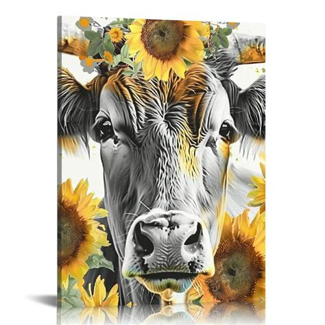 Shiartex Farmhouse Highland Cow Bathroom Wall Art Funny Cattle