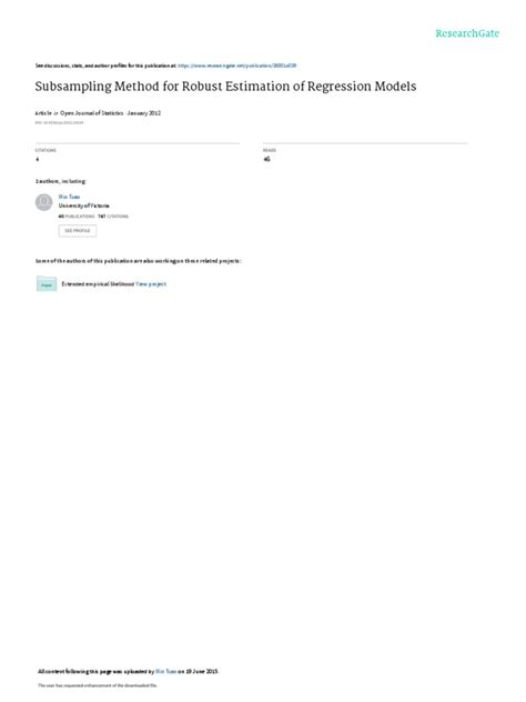 subsampling method for robust estimation of regression models tsao pdf robust statistics
