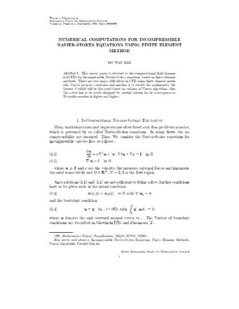 numerical computations for incompressible navier stokes equations