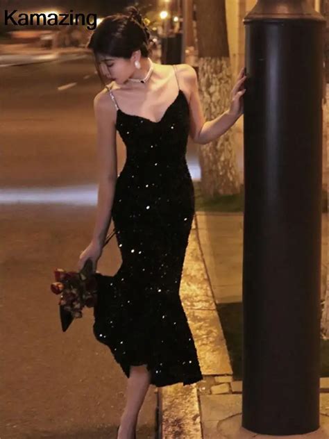 Robe Mi Longue L Gante Paillettes Pour Femmes Robes De Bo Te De Nuit
