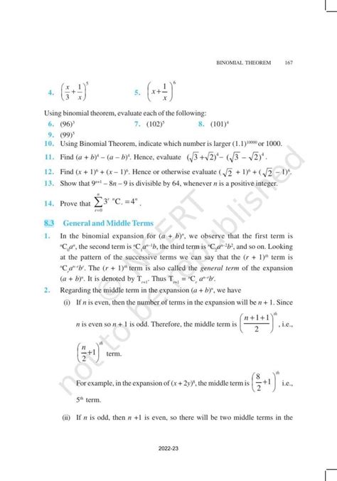 ncert book for class 11 maths chapter 8 binomial theorem