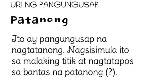 My Homeworks URI NG PANGUNGUSAP PATANONG
