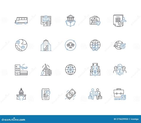 Political System Bureaucratic System Line Icons Collection Hierarchy