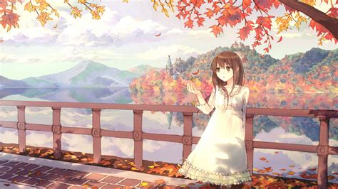 Fondos de pantalla luz de sol otoño Anime Chicas anime morena