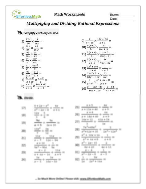 Multiplying Rational Expressions Worksheet Imsyaf
