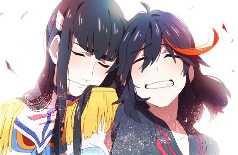 2girls Blackhair Blush Jpegartifacts Killlakill Kiryuinsatsuki Longhair Matoiryuuko