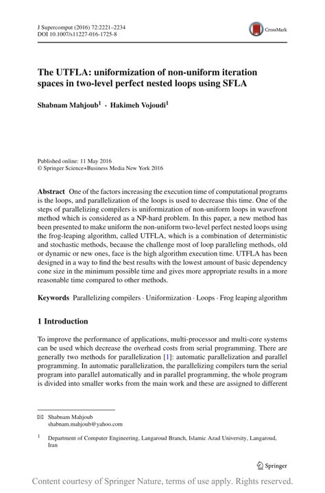 the utfla uniformization of non uniform iteration spaces in two level perfect nested loops