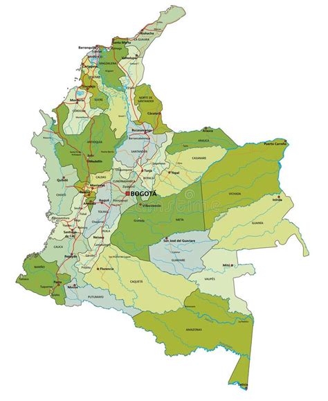 Mapa político de Colombia ilustración del vector Ilustración de blanco