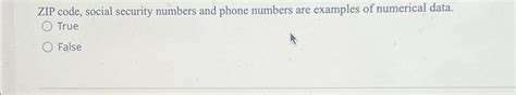 Solved ZIP Code Social Security Numbers And Phone Numbers Chegg