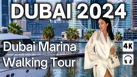 Dubai Walking Tour In Amazing JBR Beach Dubai Marina Walking Tour 4K