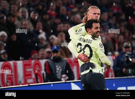 Munich Bavière Allemagne 19th avril 2023 ERLING HAALAND célèbre son