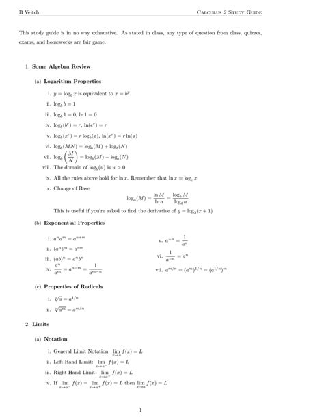 calculus 2 cheat sheet quick review docsity