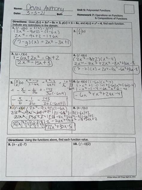 Solved Devin Anthony Name Unit Polynomial Functions Chegg