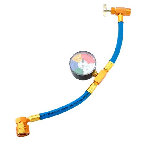 1 Manguera Azul Carga Refrigerante Con Manometro R134A Para Coche L