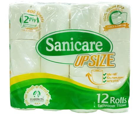 Sanicare Upsize Bathroom Tissue 2 Ply 400 Sheets 12 Rolls