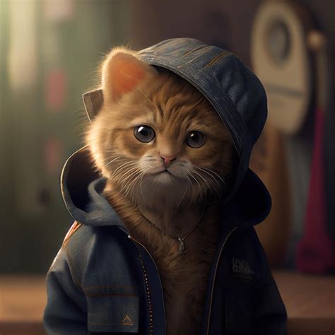 Premium Photo Cat Dressed As A Human Generative Ai