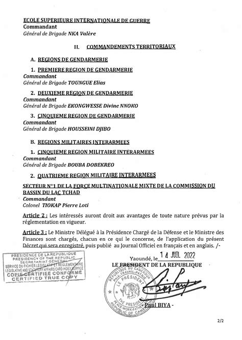 Décret N2022 299 du 14 juillet 2022 portant nomination de responsables