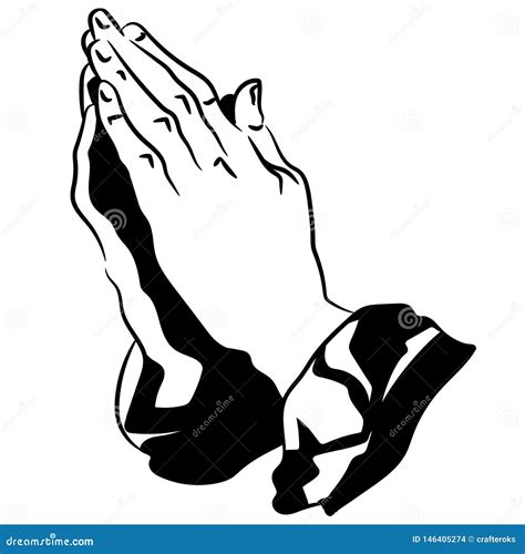 Set Of Different Praying Hands Silhouettes Cartoon Vector